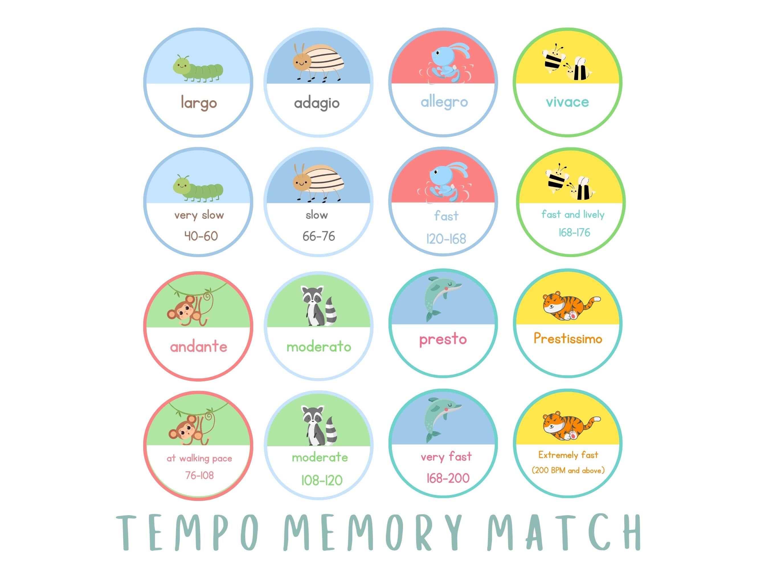 Tempo Memory Match Music Flashcards Music Game Music Classroom Music Teaching Resources Digital ...