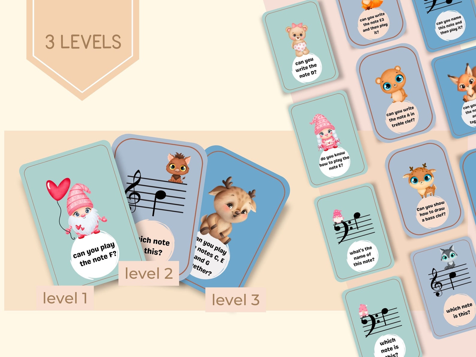 Music Note Trivia Game: Treble & Bass Clef (digital Download) - Etsy