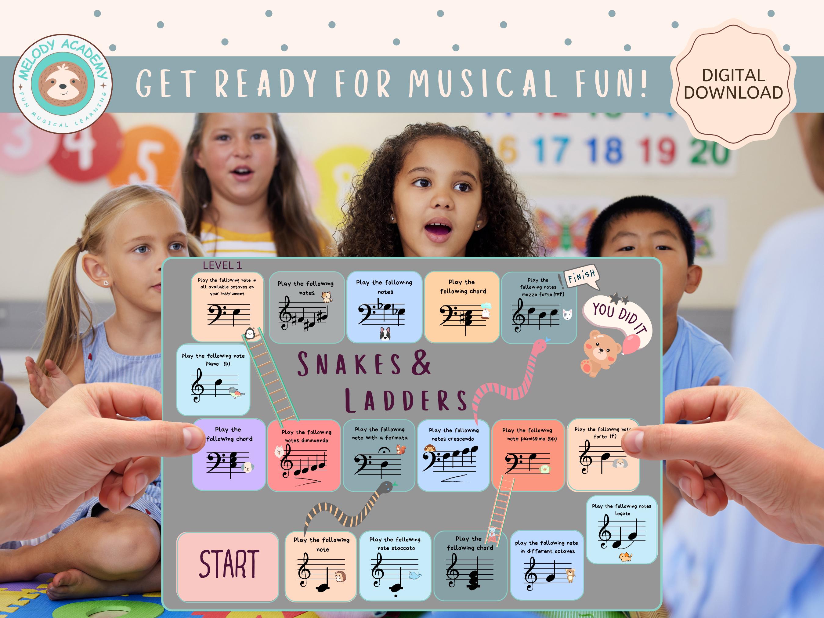 Music Theory Snakes and Ladders Game Digital Printables Notes Scales ...