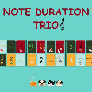 Note Durations Trio: Memory Game for Musical Rhythms Music Theory ...
