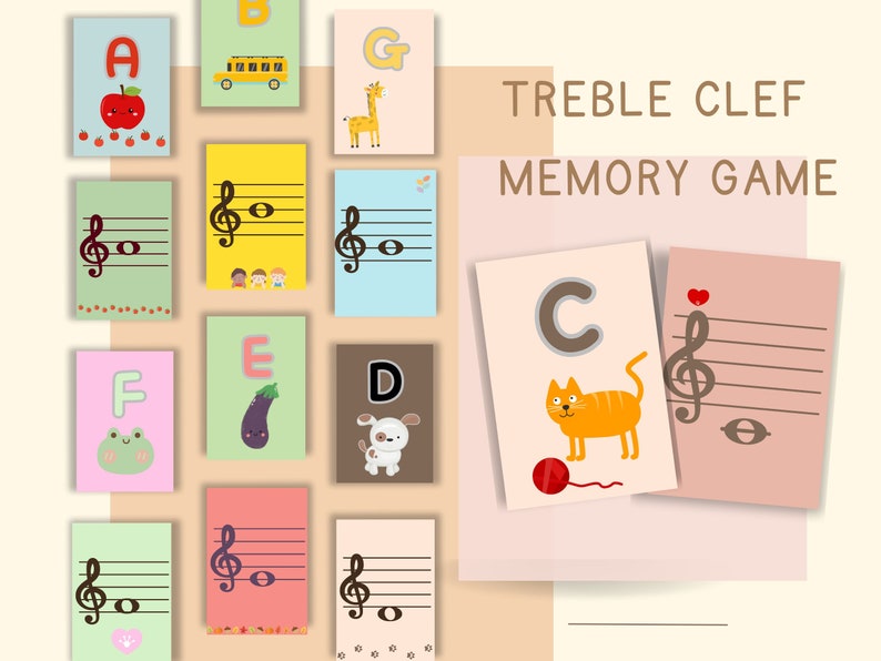 Treble Clef Memory Game Beginner Music Note Education Music Teacher ...
