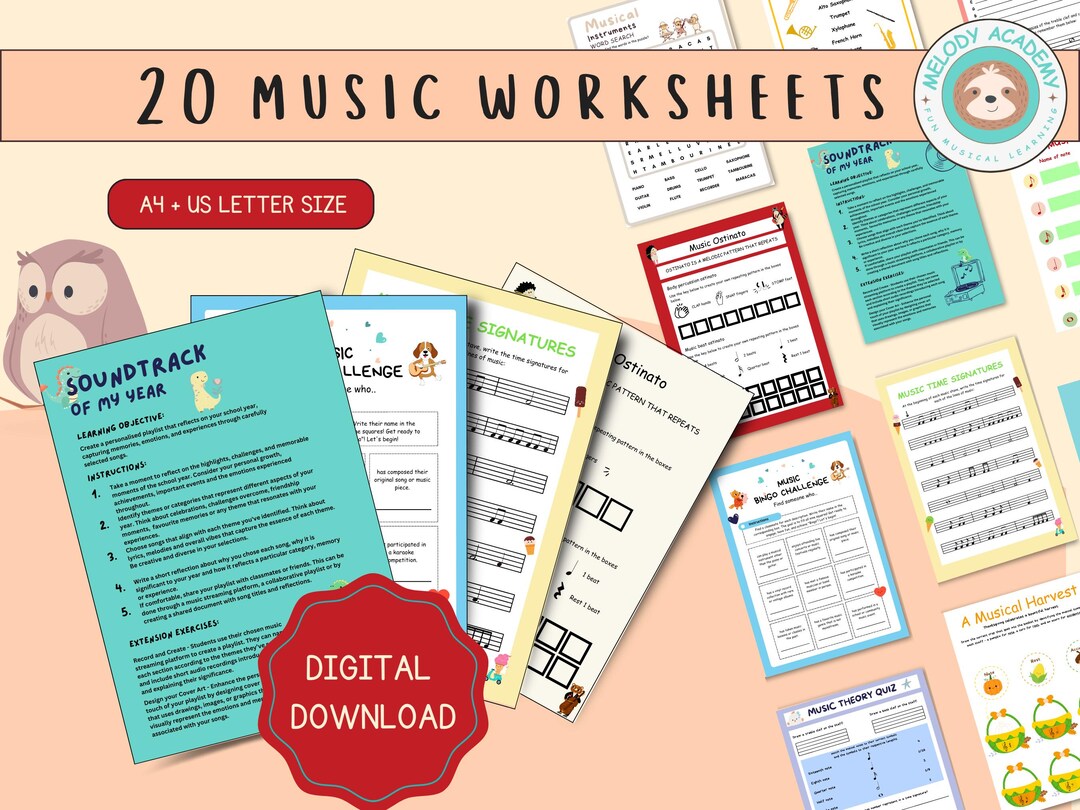 Music Theory Worksheets: Treble & Bass Clef, Rhythm (digital Download ...