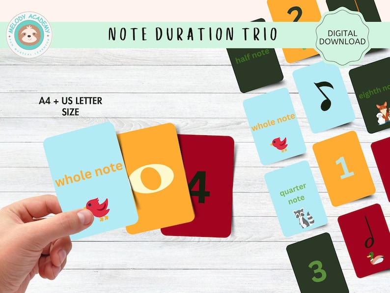 Note Durations Trio: Memory Game for Musical Rhythms Music Theory ...
