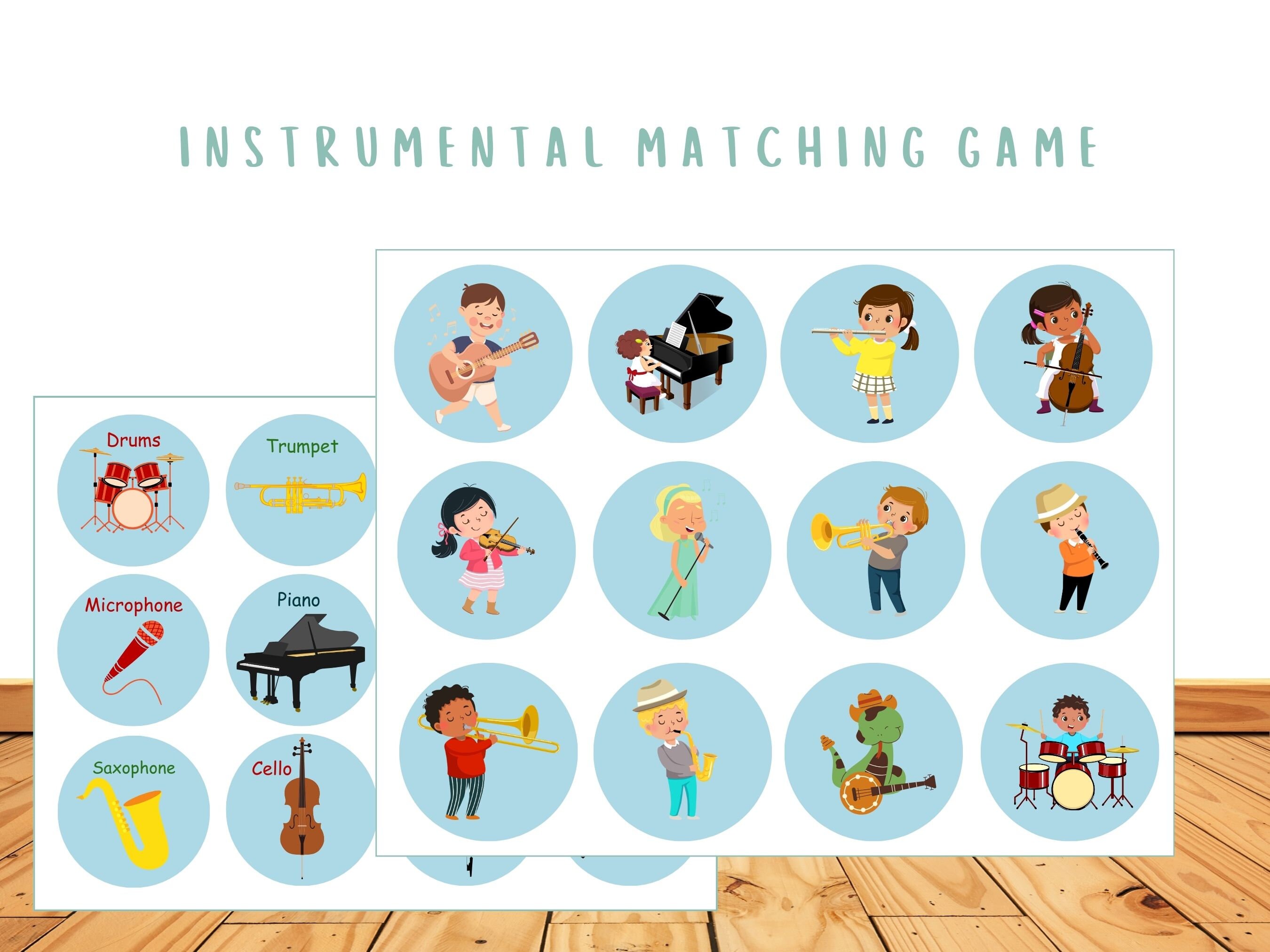 Instrumental Matching Game Music Education Musical Memory Matching Game ...