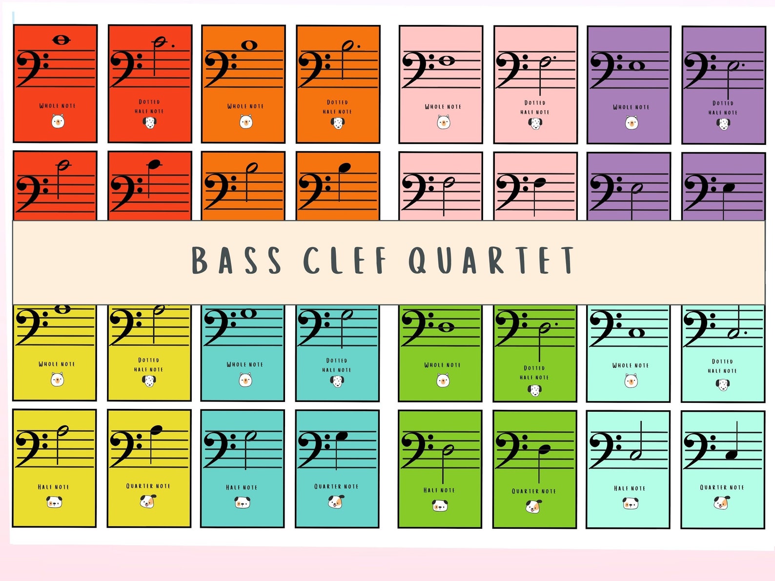 Treble & Bass Clef Quartet Music Education Theory Piano Teacher ...