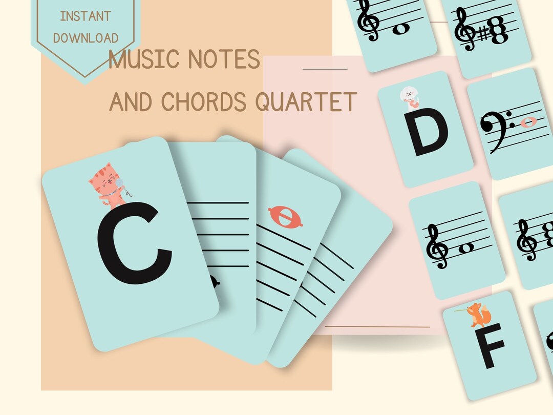 Master the Melody: Music Notes & Chords Quartet Treble and Bass Clef ...