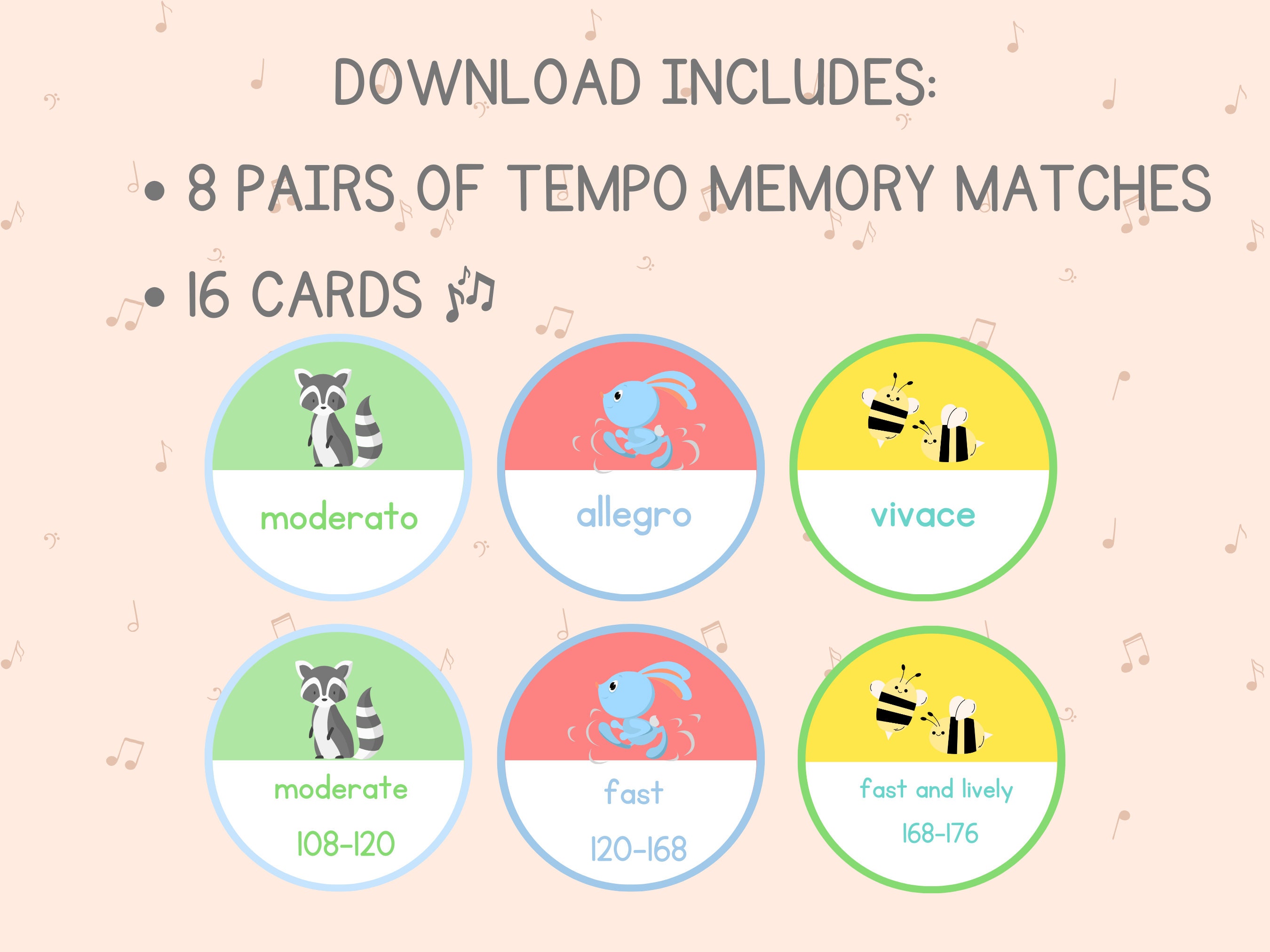 Tempo Memory Match Music Flashcards Music Game Music Classroom Music ...