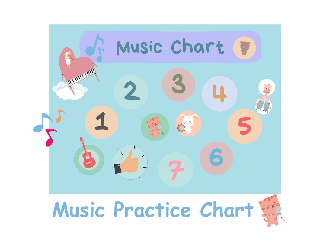 Music Practice Chart Piano Guitar Routine Chart Music - Etsy