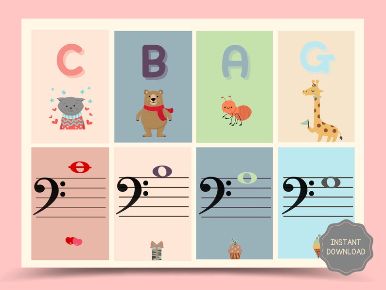 Bass Clef Memory Game Beginner Music Note Education Music Teacher ...