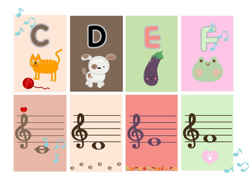 Treble Clef Memory Game Beginner Music Note Education Music - Etsy