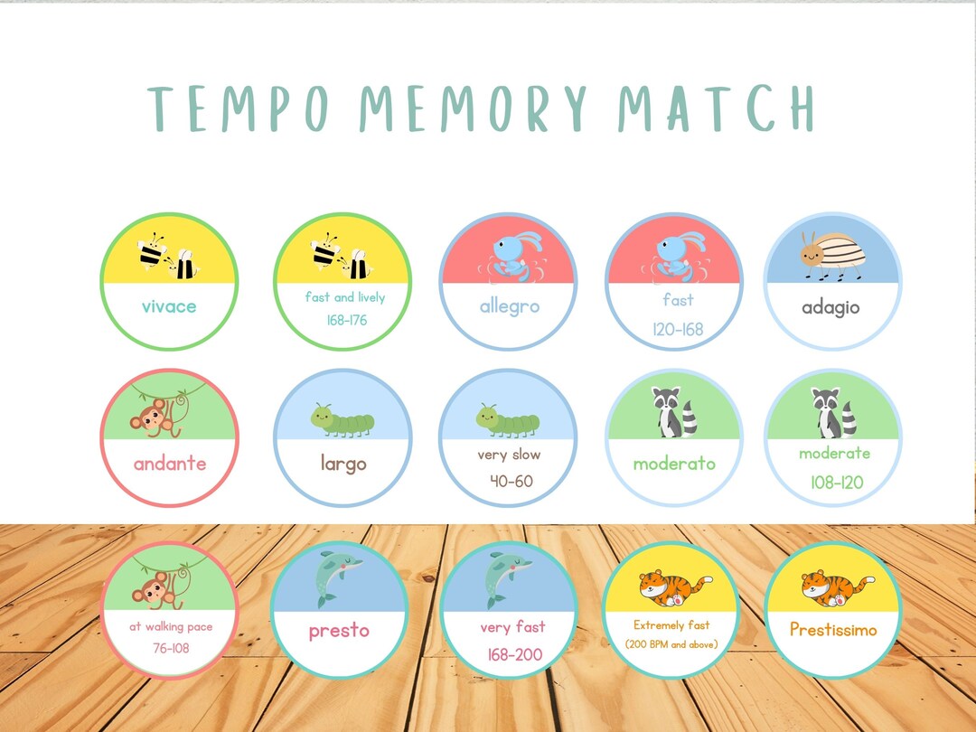 Tempo Memory Match Music Flashcards Music Game Music Classroom Music ...