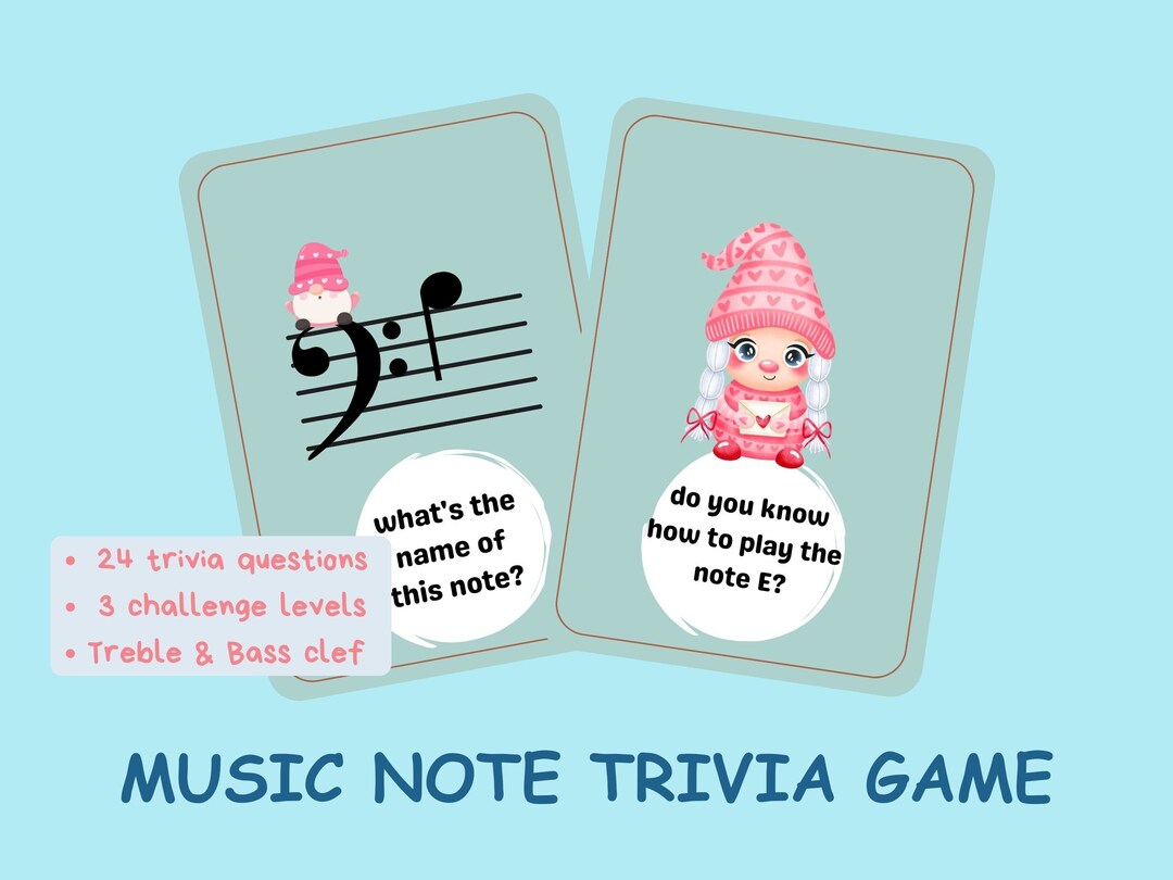 Music Note Trivia Game Treble & Bass Clef Music Education Piano Games ...