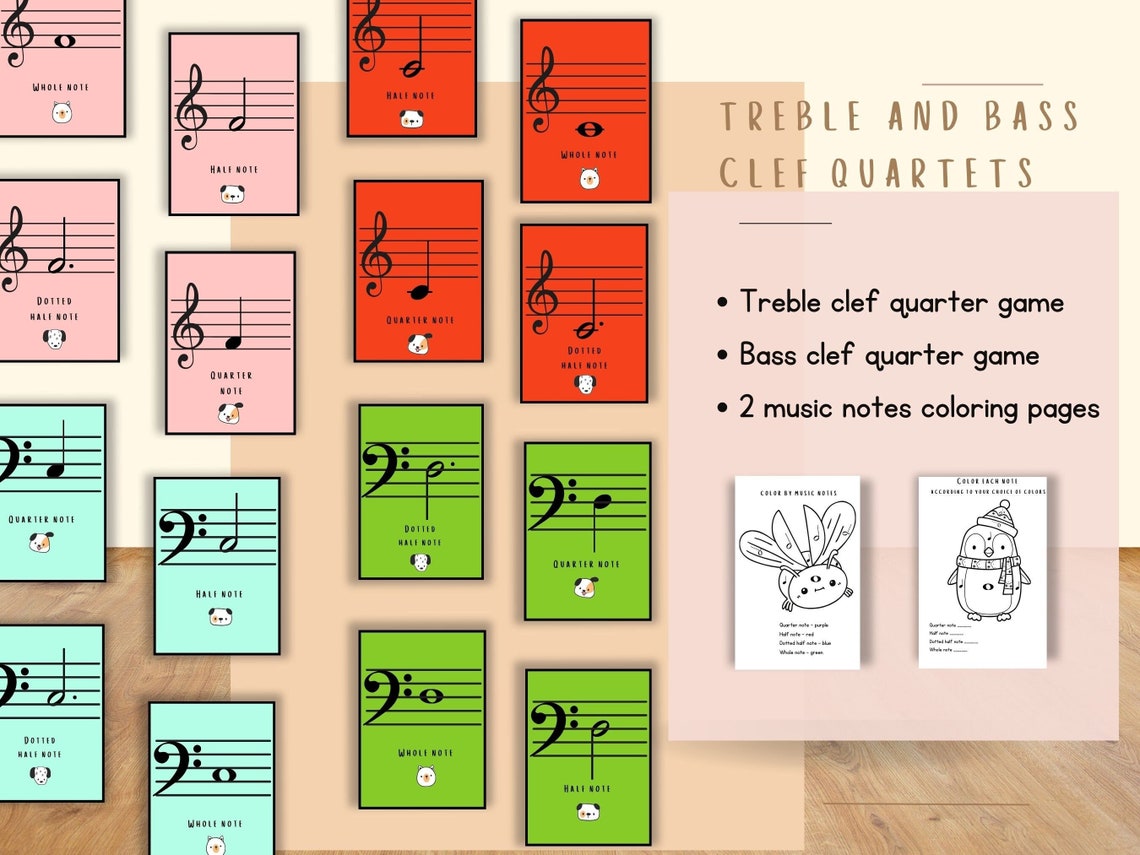 Treble & Bass Clef Quartet Music Education Theory Piano Teacher ...