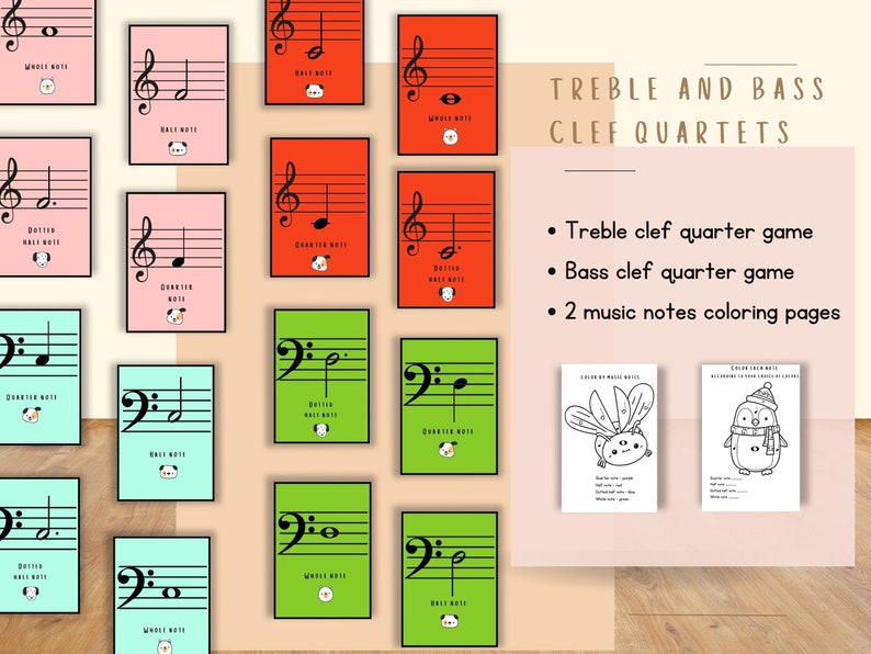 Treble & Bass Clef Quartet Music Education Theory Piano Teacher ...