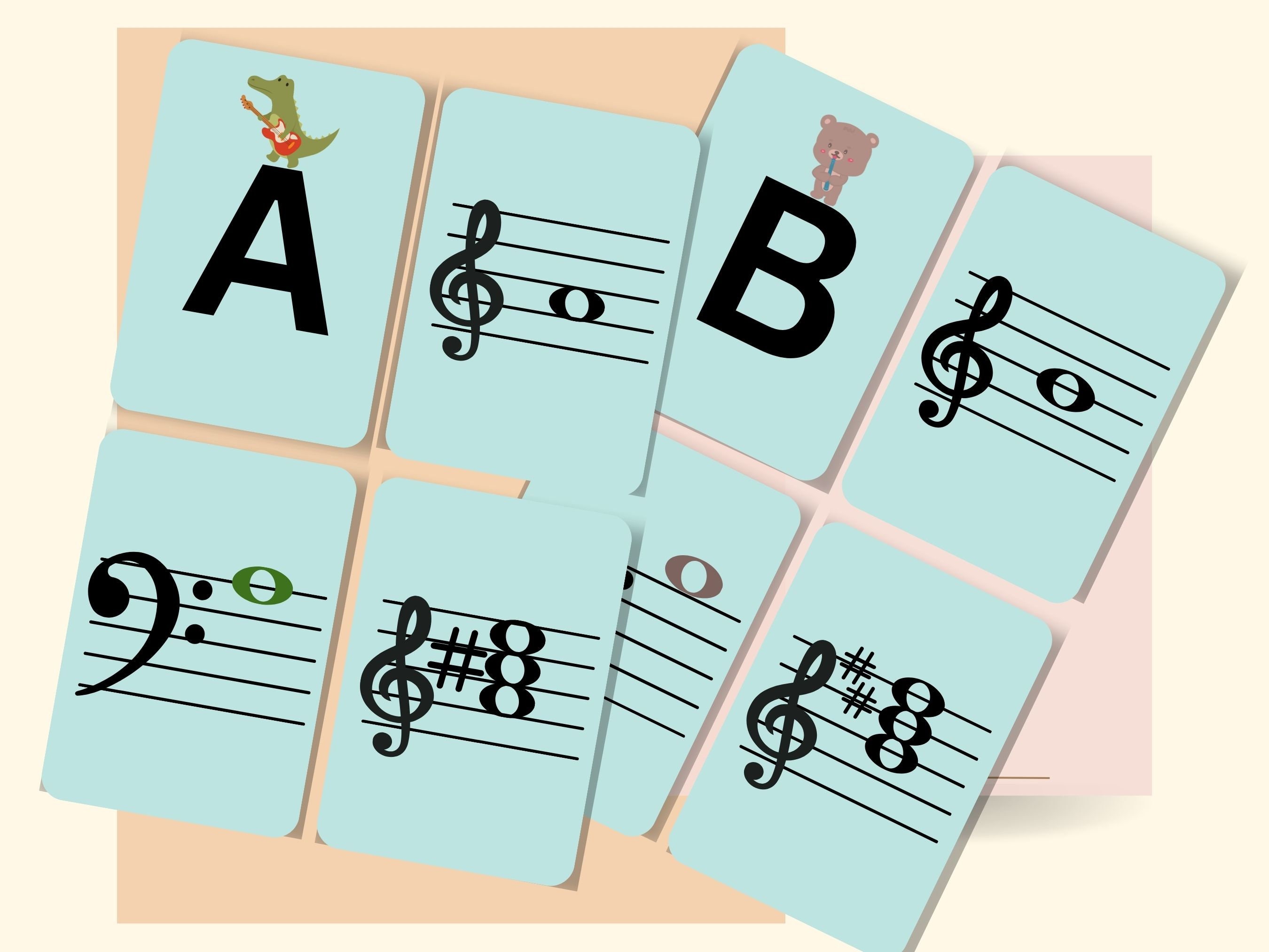 Master the Melody: Music Notes & Chords Quartet Treble and Bass Clef ...