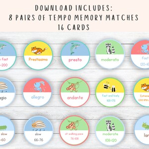 Tempo Memory Match Music Flashcards Music Game Music Classroom Music ...