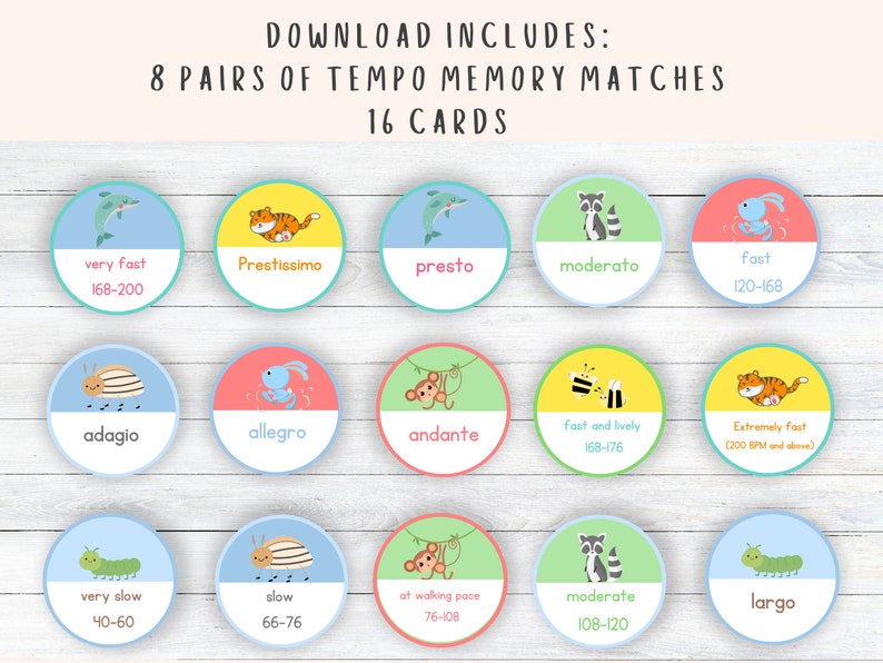 Tempo Memory Match Game: Music Flashcards (digital Download) - Etsy