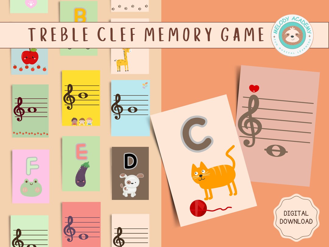 Treble Clef Memory Game: Beginner Music Education (digital Download) - Etsy