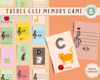 Treble Clef Memory Game Beginner Music Note Education Music Teacher ...