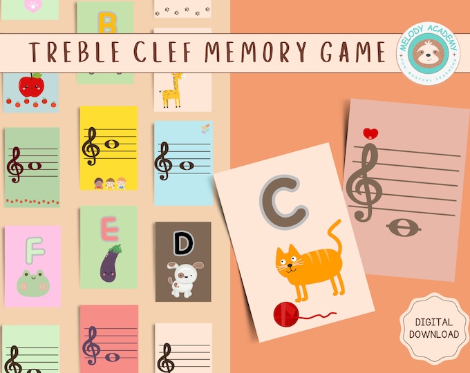 Treble Clef Memory Game Beginner Music Note Education Music Teacher ...