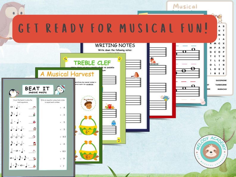 Music Theory Worksheets: Treble & Bass Clef, Rhythm (digital Download ...