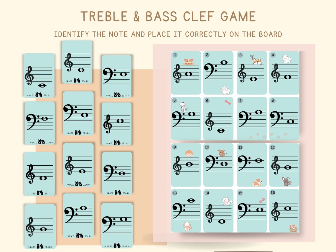 Learn the Music Notes Note Placement Challenge for Treble & Bass Clef ...