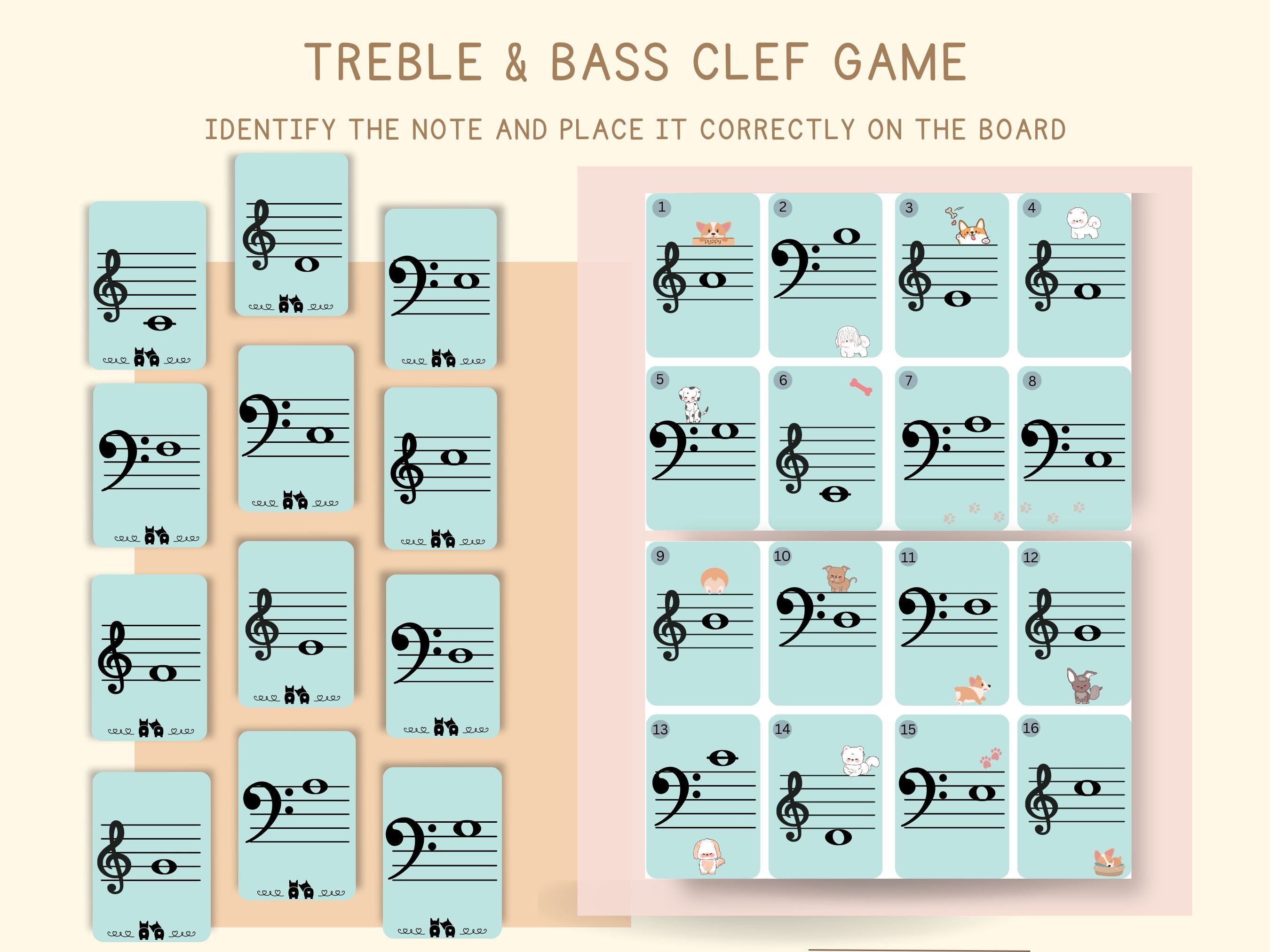 Learn the Music Notes Note Placement Challenge for Treble & Bass Clef ...