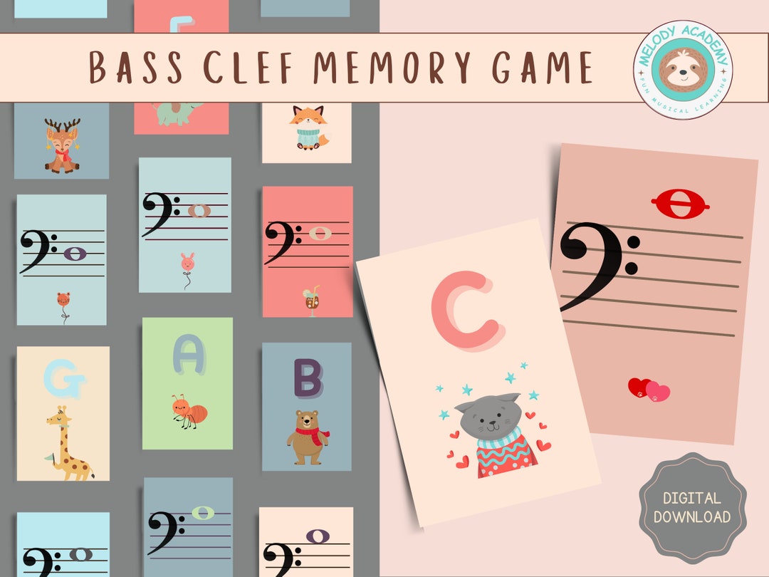 Bass Clef Memory Game Beginner Music Note Education Music Teacher ...