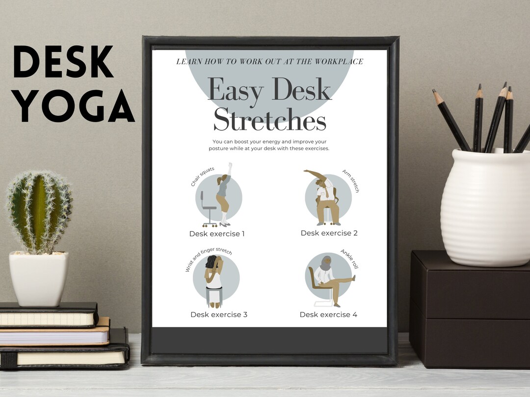 WFH Desk Yoga Poster Yoga at Home Office Desk WFH Office Decor Yoga Art ...