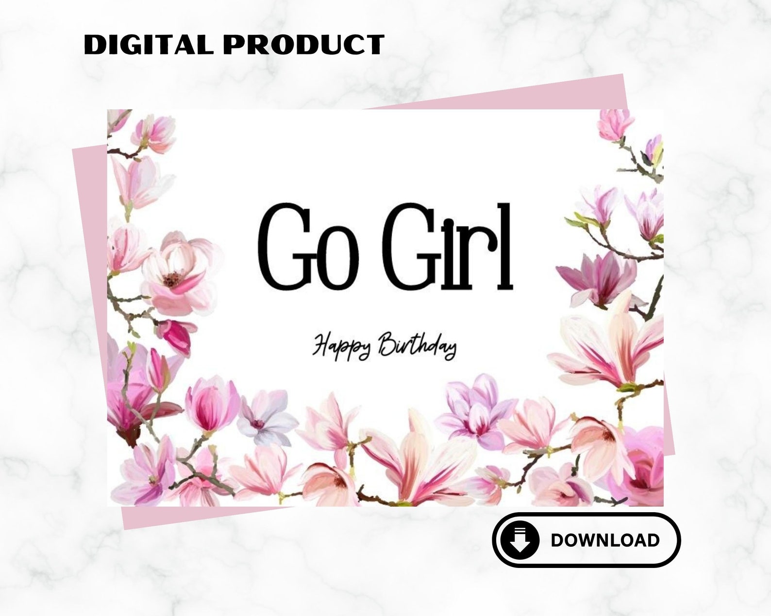 Go Girl Printable Birthday Card, Go Girl Birthday Card, Happy Birthday ...
