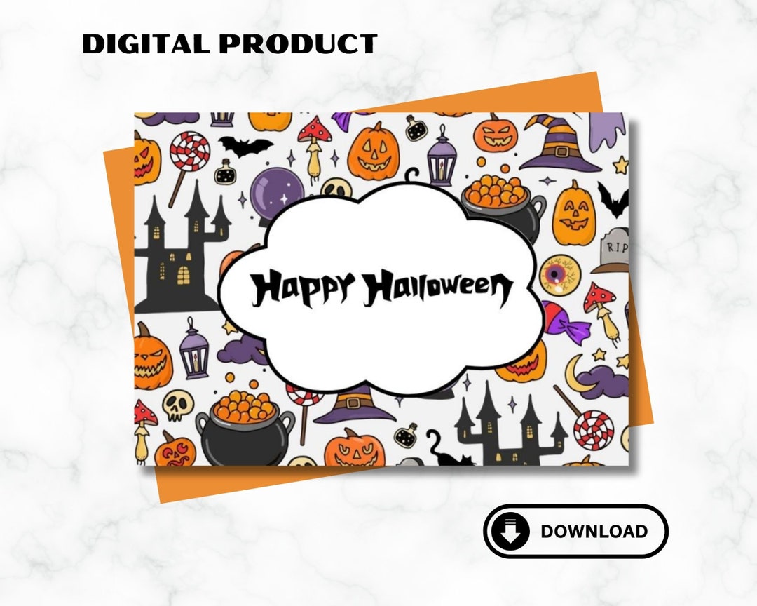 Printable Happy Halloween Card / Instant Download PDF - Etsy
