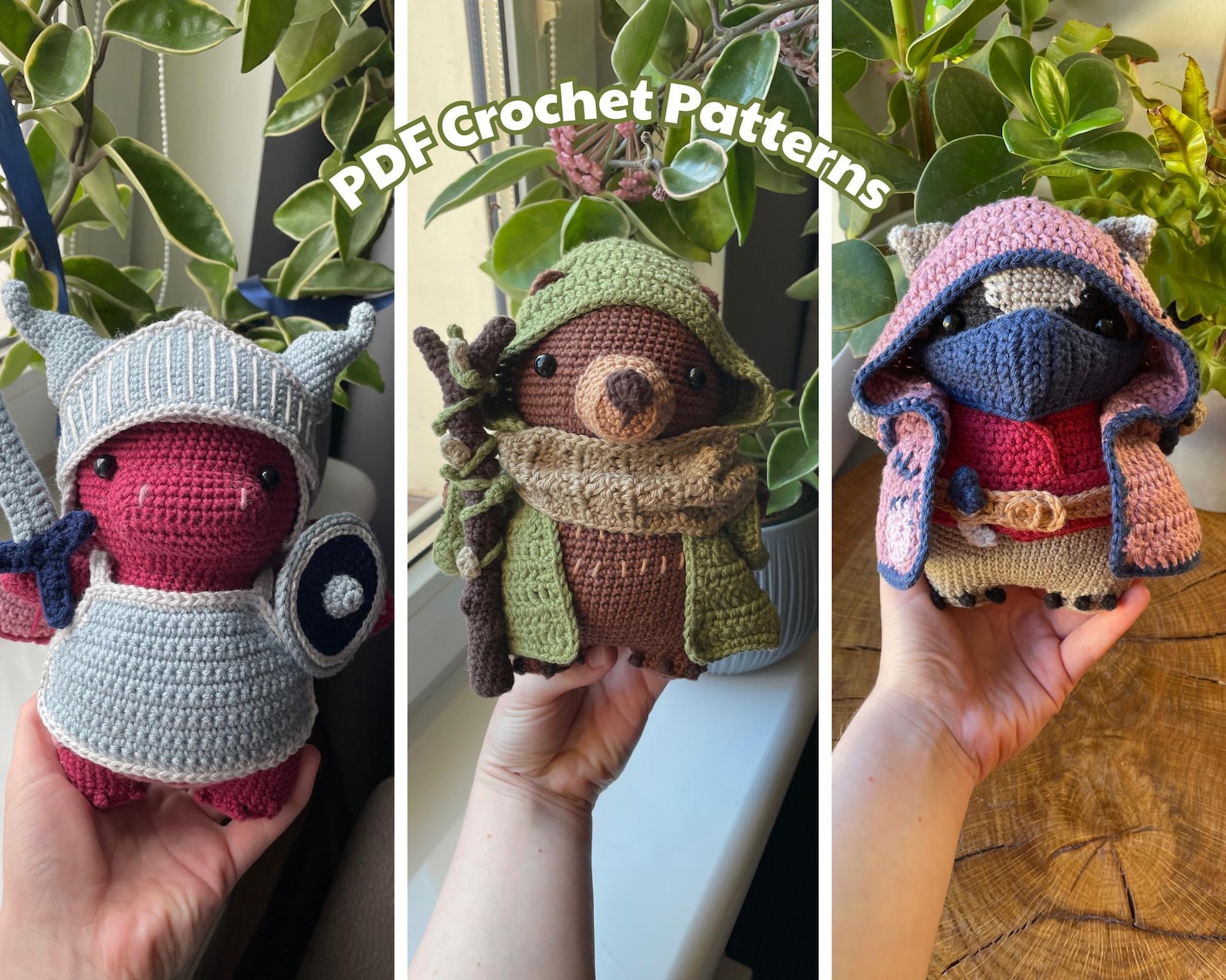 Dragon Knight, Druid Bear, Rogue Raccoon | PDF Crochet Amigurumi ...