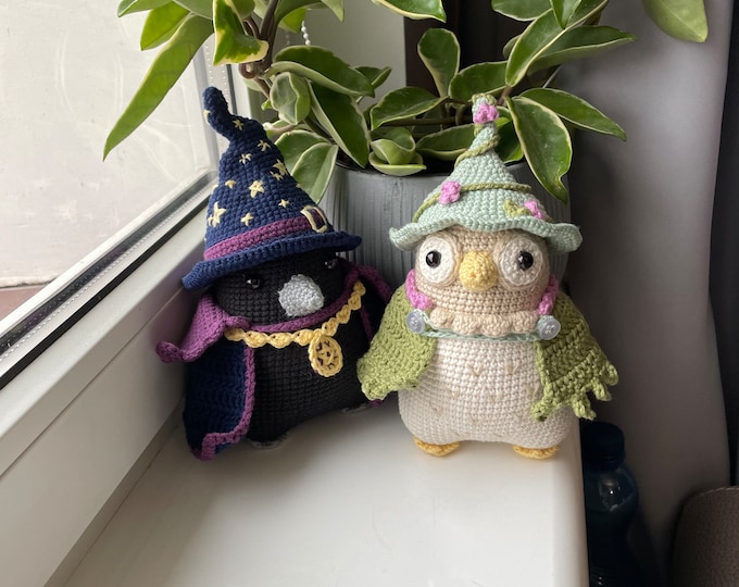 Wizard Crow, Witch Owl, Crochet PDF Pattern Bundle, Raven, Bird ...