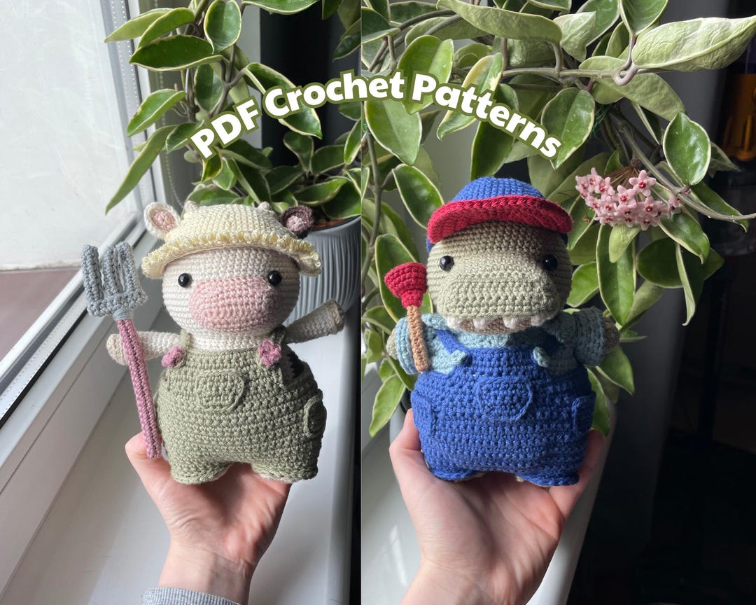 Farmer Cow, Plumber Alligator | PDF Crochet Amigurumi Pattern Bundle ...