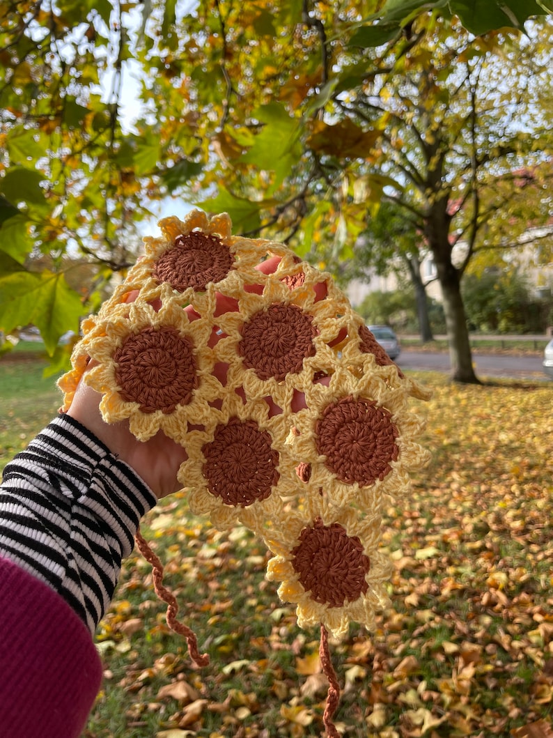 Sunflower Bandana PDF Crochet Pattern Cottagecore Fairycore - Etsy