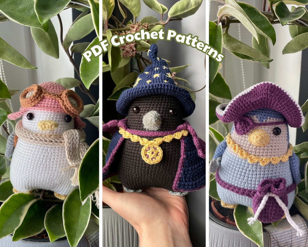 Wizard Crow, Pilot Seagull, Pirate Penguin | 3in1 PDF Crochet Amigurumi ...