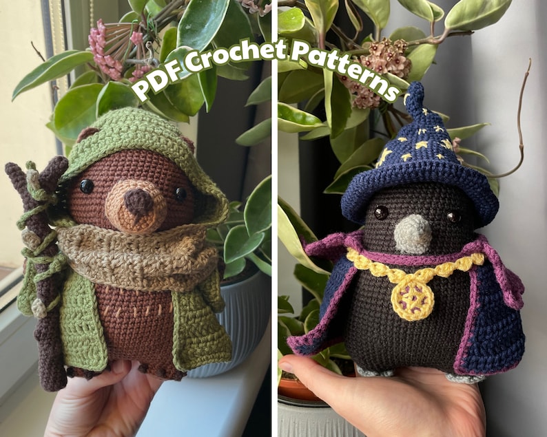 Wizard Crow, Druid Bear | 2in1 PDF Crochet Amigurumi Pattern Bundle ...