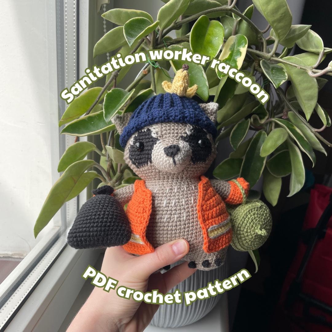 Sanitation Worker Raccoon | PDF Crochet Amigurumi Pattern | DIY Cute ...