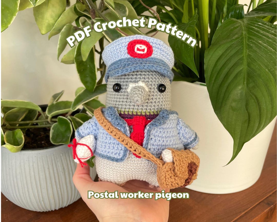 Postal Worker Pigeon | PDF Crochet Amigurumi Pattern | Cute Bird ...