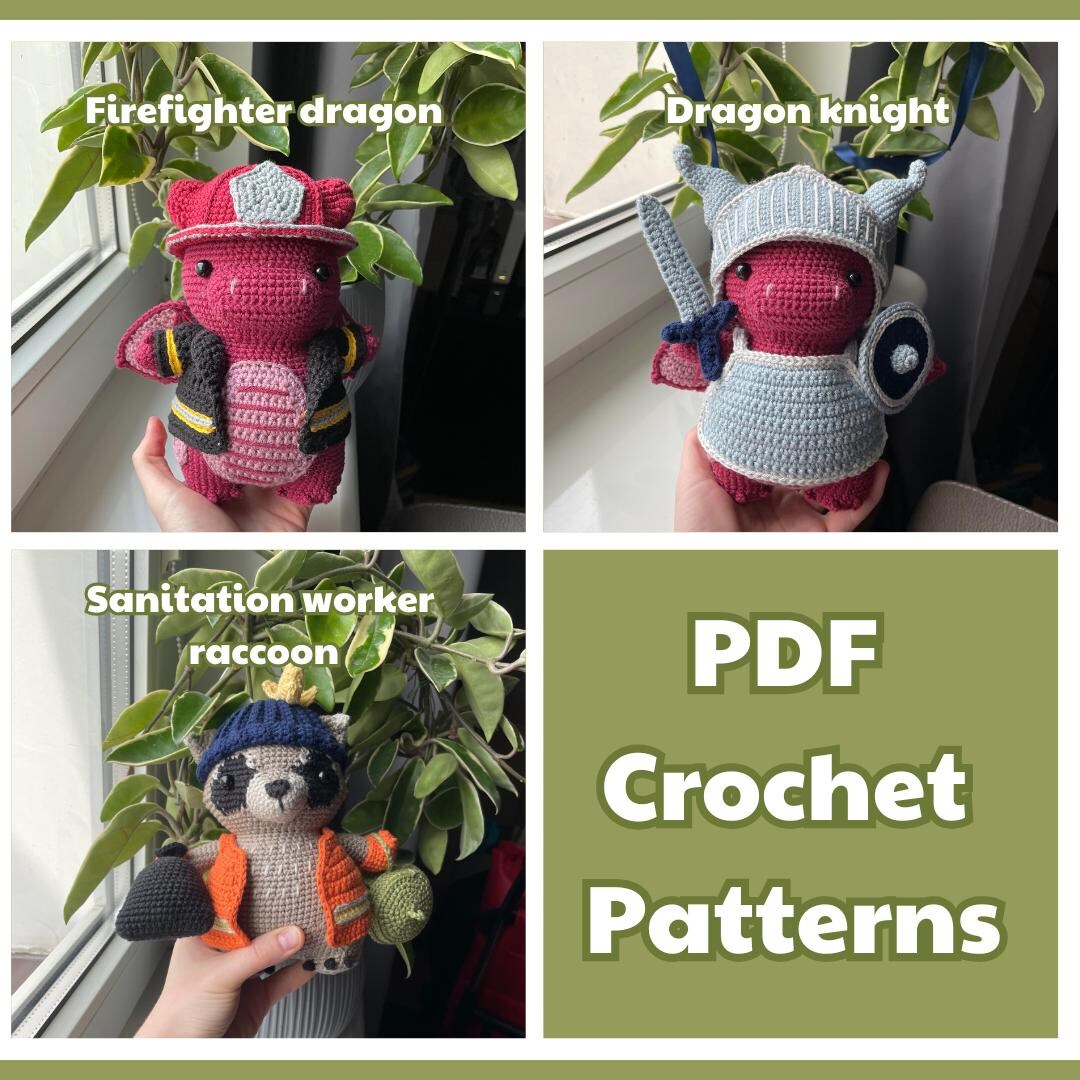 Dragon Knight and Firefighter, Sanitation Worker Raccoon | PDF Crochet ...