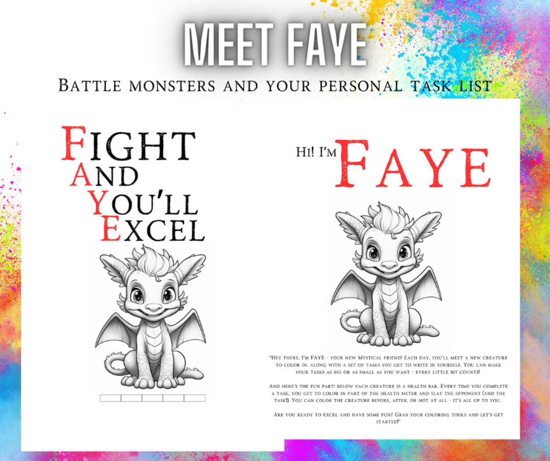 Slay Your Day With FAYE: Mythical Monster Blank Coloring Pages With ...