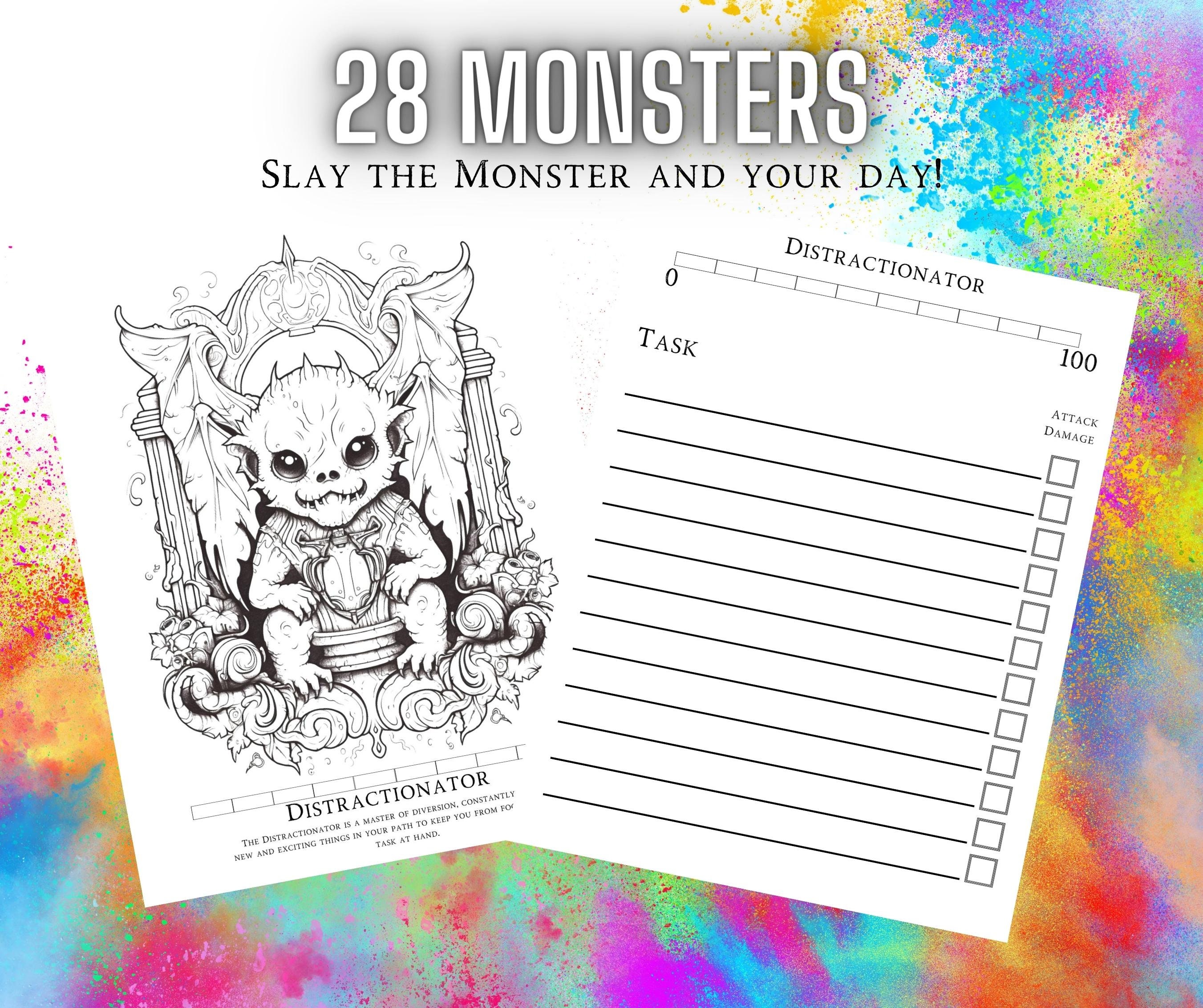 Slay Your Day With SYD: Monster Coloring Sheets With Personal - Etsy