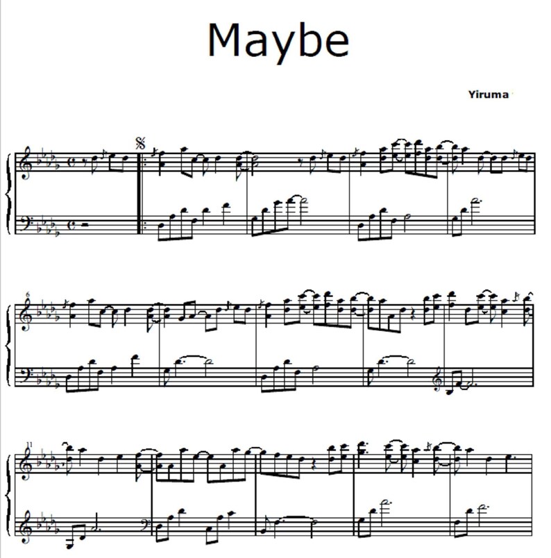 Maybe Yiruma Piano - Etsy