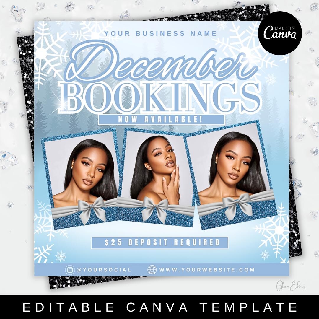 December Bookings Flyer, Christmas Bookings Flyer, Book Now ...