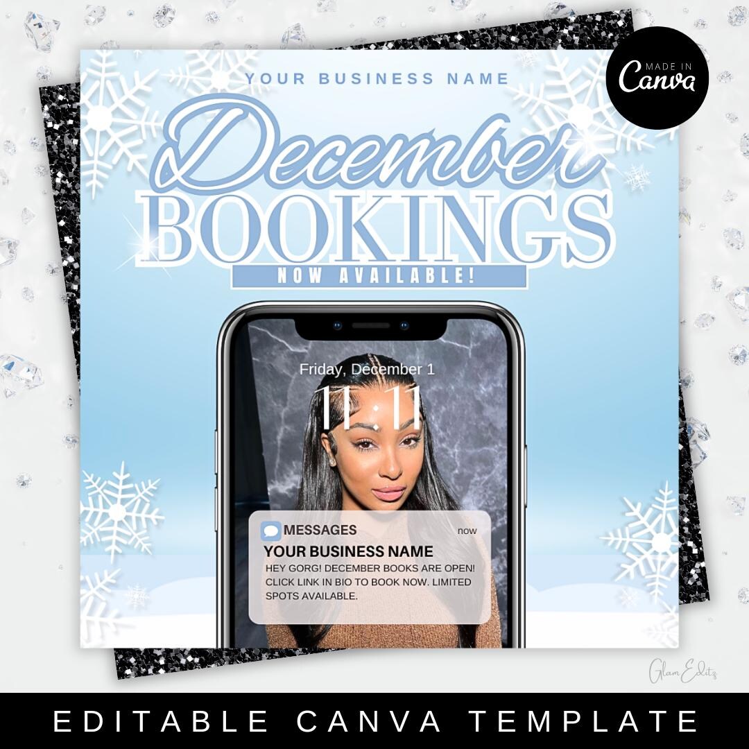 December Bookings Flyer, Christmas Bookings Flyer, Book Now ...