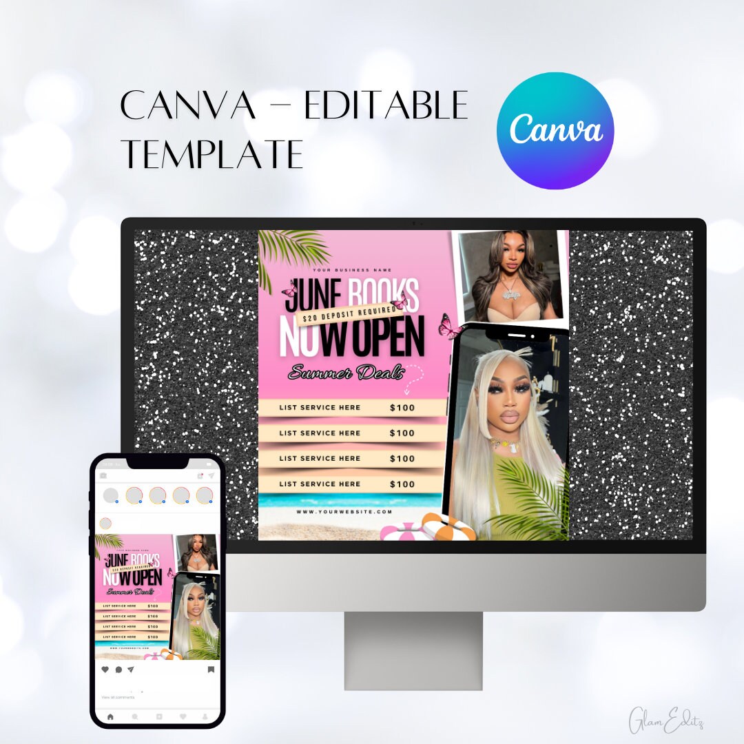 June Booking Flyer, Summer Booking Flyer, June Flyer, Canva Template ...