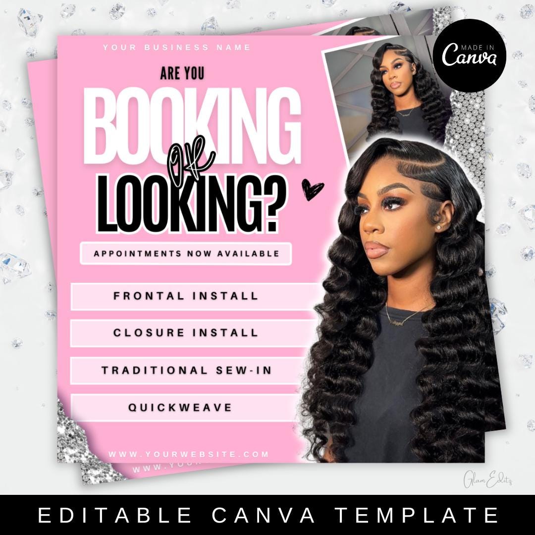 Hair Salon Booking Flyer Template: Beauty Appointments (canva Editable ...