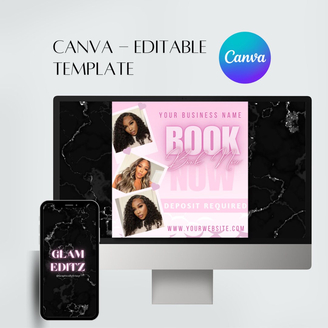Editable Book Now Flyer Flyer Template Canva Template Hair - Etsy