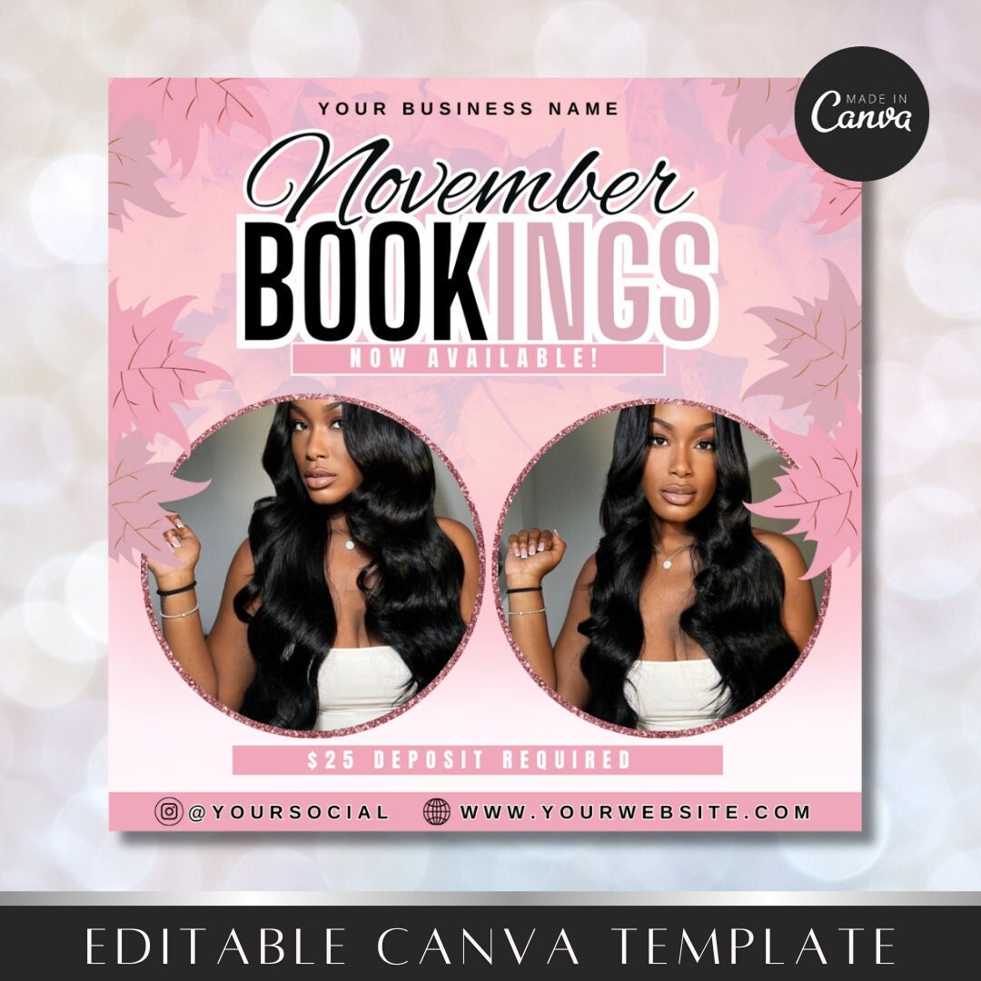 November Bookings Flyer, Fall Bookings Flyer, Book Now Appointments ...