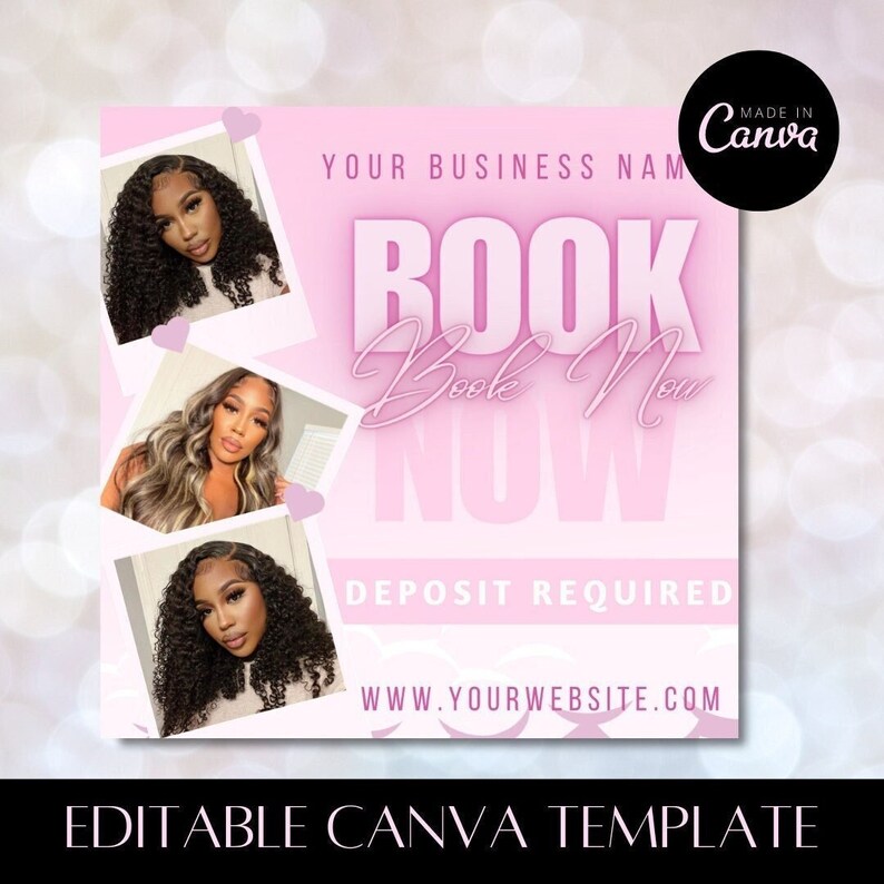 Editable Book Now Flyer Flyer Template Canva Template Hair - Etsy